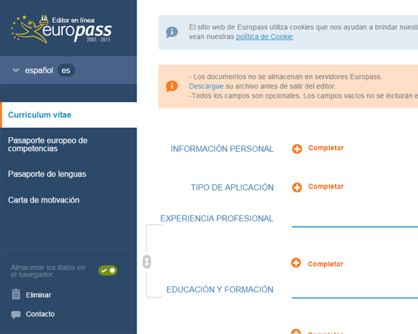 Modelo de Currículum Europeo - Europass - CursosMasters.com